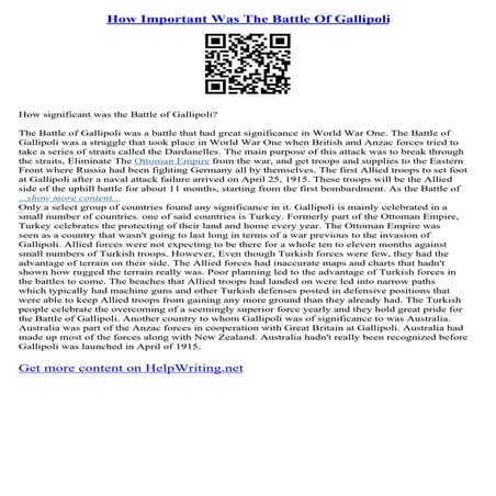 How Important Was The Battle Of Gallipoli | PDF | Death, Injury, or ...