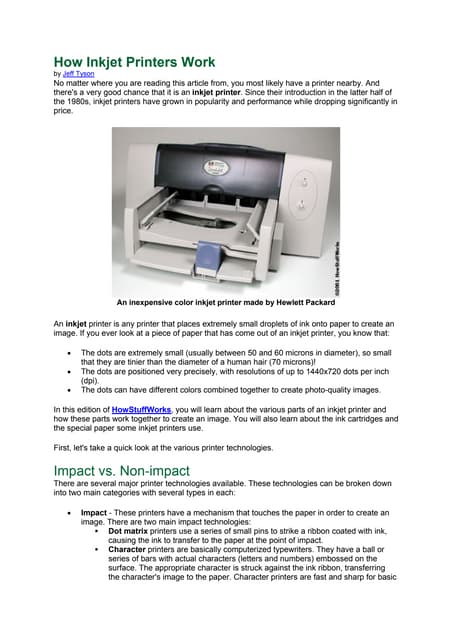 Introduction to Printers | PPT | Desktop Publishing | Computer Software ...