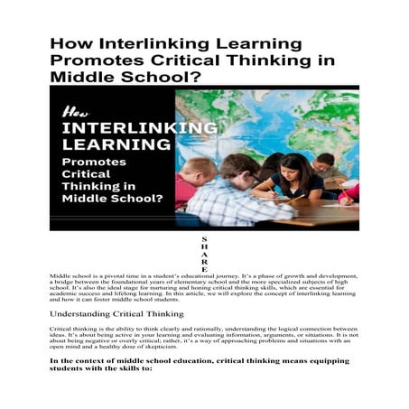 How Interlinking Learning Promotes Critical Thinking In Middle School ...