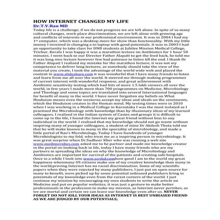 How internet changed my life | DOCX | Internet | Computing