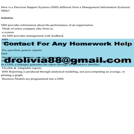 How is a Decision Support Systems (DSS) different from a Management ...