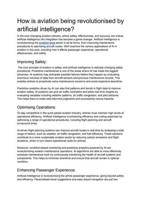 Artificial intelligence in aviation | PDF