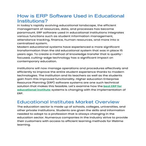 How is ERP Software Used in Educational Institutions.pdf | Professional School | Postgraduate ...