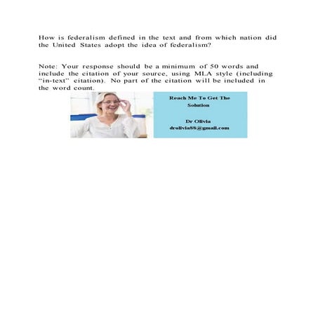 How is federalism defined in the text and from which nation did the | PDF