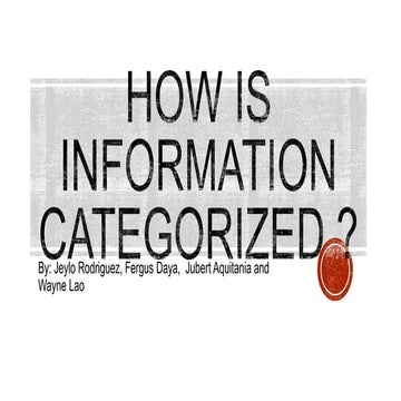 How is Information Categorized | PPT