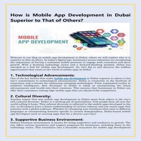 How is Mobile App Development in Dubai Superior to That of Others.pdf | Technology Industry ...