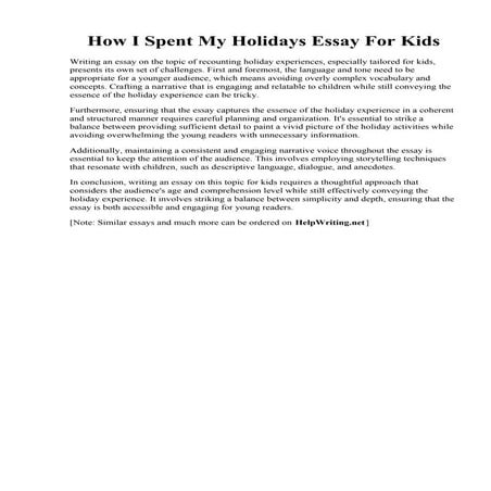 How I Spent My Holidays Essay For Kids.pdf