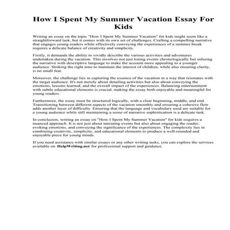 How I Spent My Summer Vacation Essay For Kids.pdf | Science
