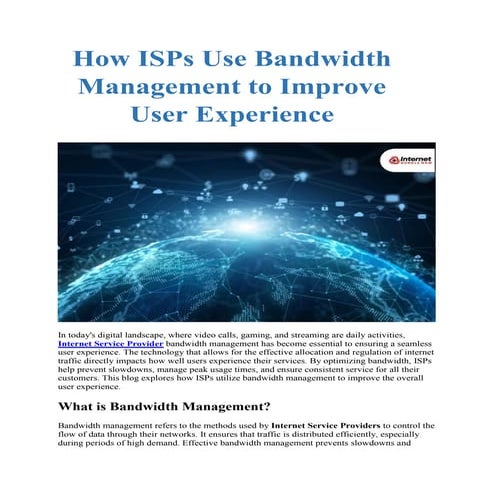 How Isps Use Bandwidth Management To Improve User Experience Pdf