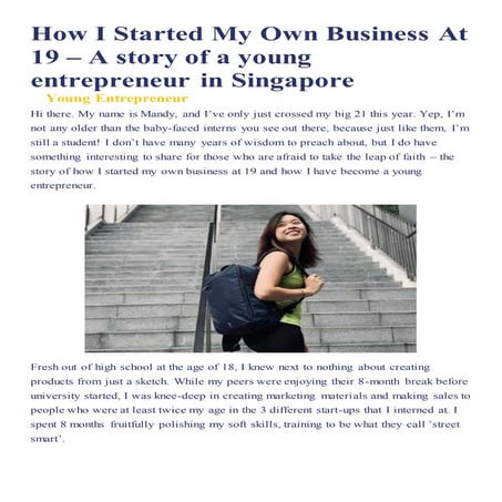 How i started my own business at 19 – a story of a young entrepreneur ...