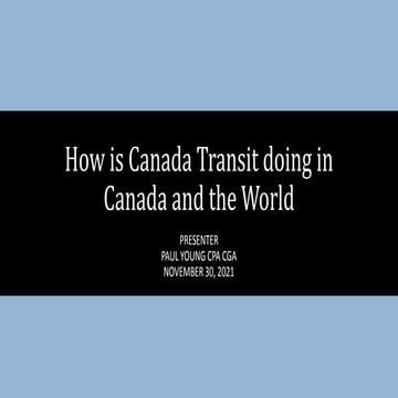How is Transit doing in Canada - September 2021 | PPTX