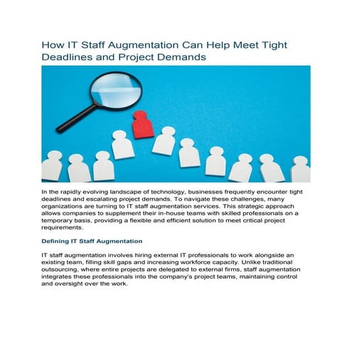 How IT Staff Augmentation Can Help Meet Tight Deadlines and Project ...