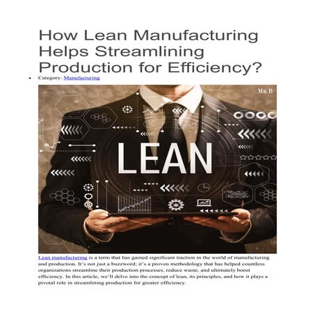 Lean manufacturing | PPTX