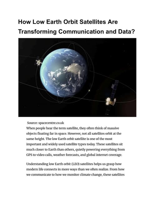 AI Low-Earth-Orbit satellite systems | PPTX | Telecommunications Industry | Industries
