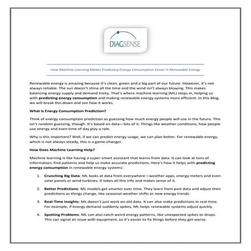 How Machine Learning Makes Predicting Energy Consumption Easier in Renewable Energy | PDF