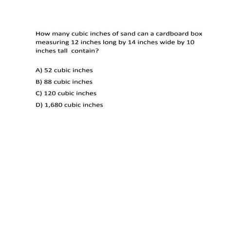 How many cubic inches of sand | RTF