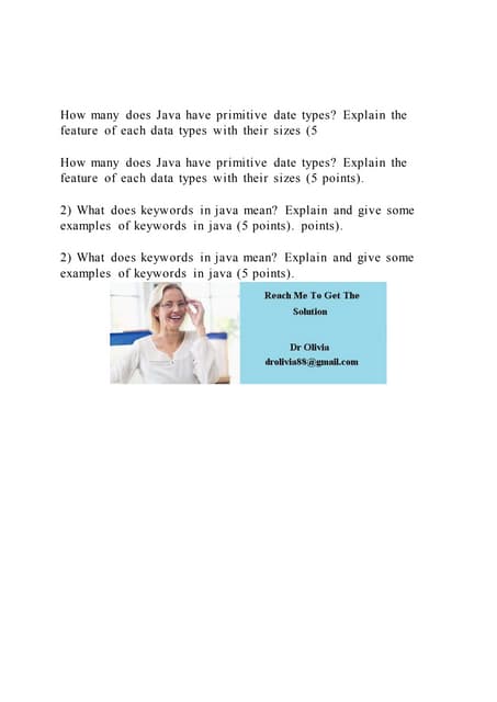 How many does Java have primitive date types Explain the featur | PDF How many does Java have primitive date types Explain the featur | PDF