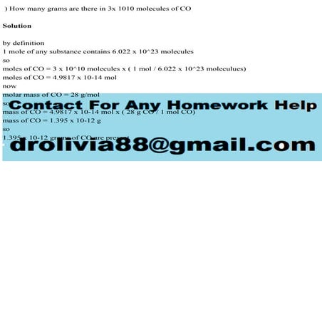 ) How many grams are there in 3x 1010 molecules of CO Solutionb.pdf