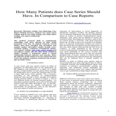 How many patients does case series should have .in comparison to case ...