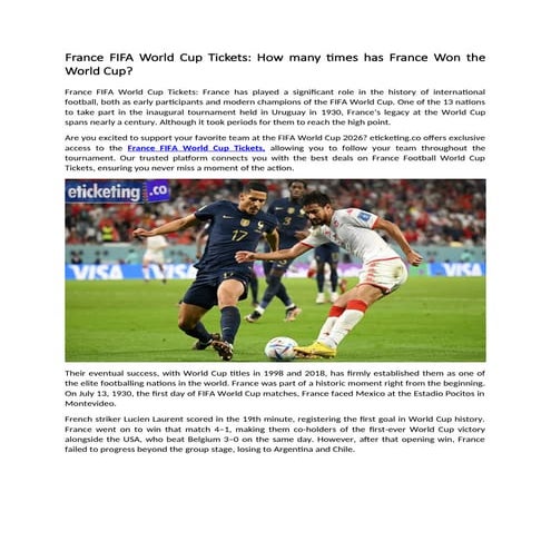 France FIFA World Cup Tickets: How many times has France Won the World Cup? | DOCX