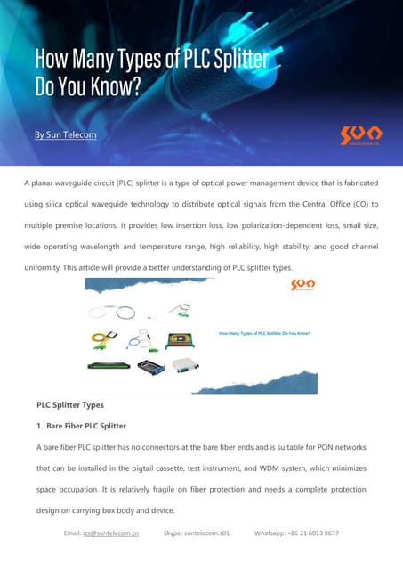 What is optical splitter, PLC splitter, FBT splitter.pdf
