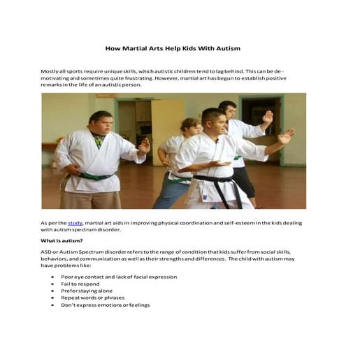 How martial arts help kids with autism1 | PDF
