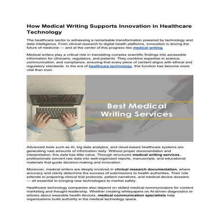 How Medical Writing Supports Innovation in Healthcare Technology.pdf