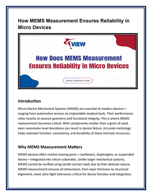 Lead Frame Measurement | VIEW Micro Metrology | PDF | Manufacturing ...