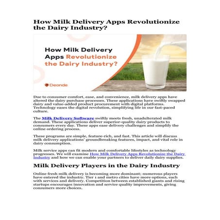 How Milk Delivery Apps Revolutionize the Dairy Industry? | PDF
