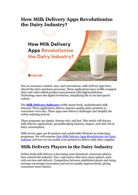 The Evolution of Convenience: Exploring the Benefits of Milk Delivery ...