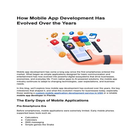 How Mobile App Development Has Evolved Over the Years | PDF