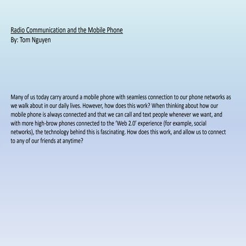 Radio Communication and the Mobile Phone | PPTX