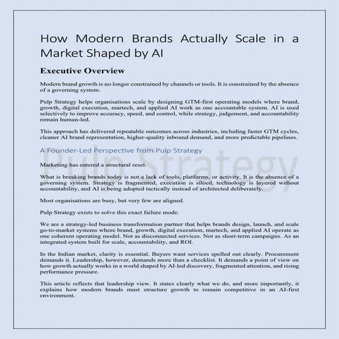 How Modern Brands Actually Scale in a Market Shaped by AI | PDF