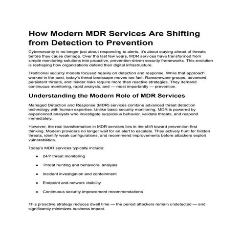 MDR Services – 24x7 Managed Detection and Response | PDF