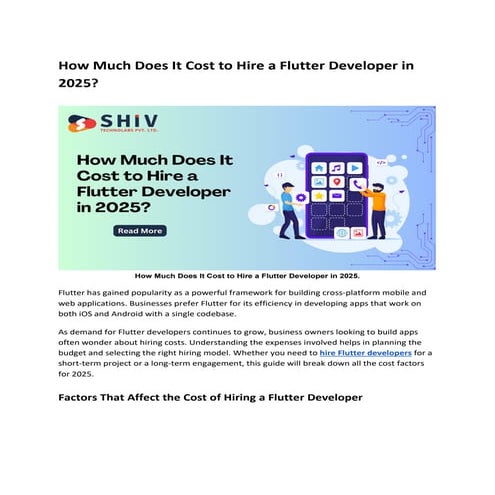 Flutter Developer Hiring Cost in 2025... | PDF