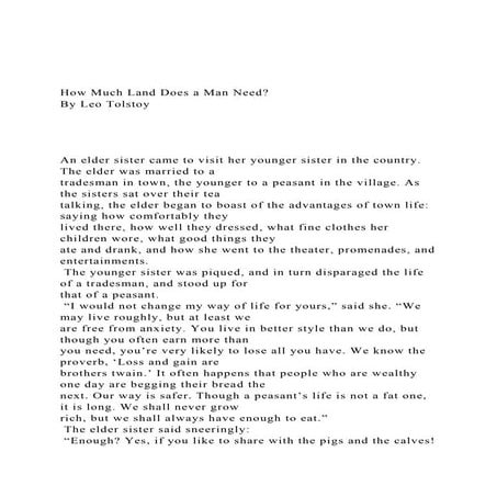 How Much Land Does a Man Need By Leo Tolstoy A.docx