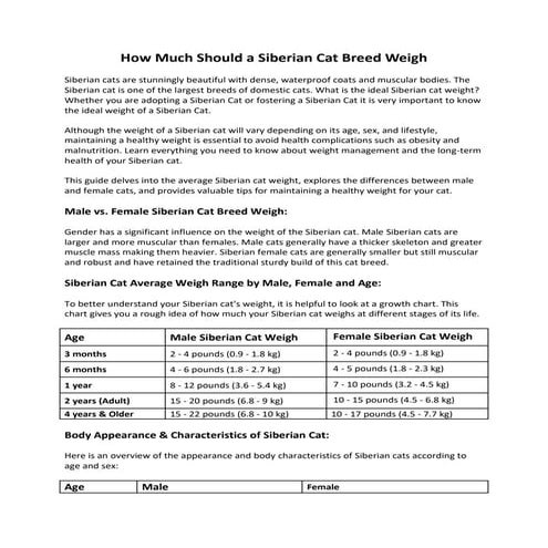 Siberian Cat Growth Chart Siberian Cats | Pet Spotlight | Appearance,