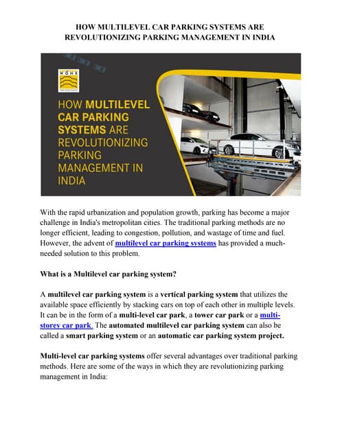 Multi Storey Car Parking System A Solution for Urban Parking Woes..pptx