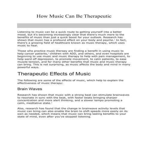 Music therapy ppt | PPT