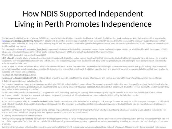 NDIS Housing: Unlocking Independence Through Tailored Solutions | PDF