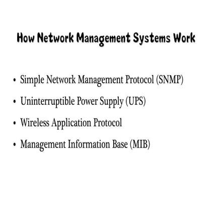 How network management system work | PDF