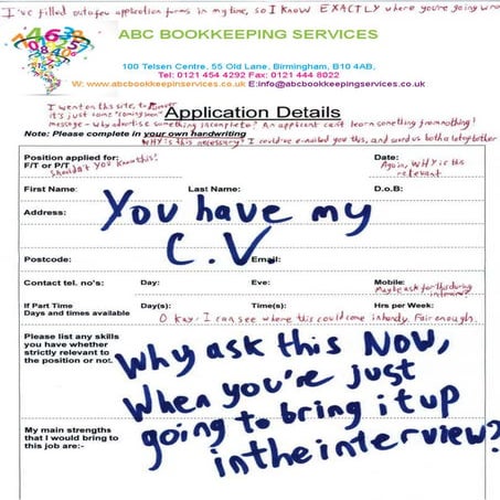 How not to complete a job application form | PDF