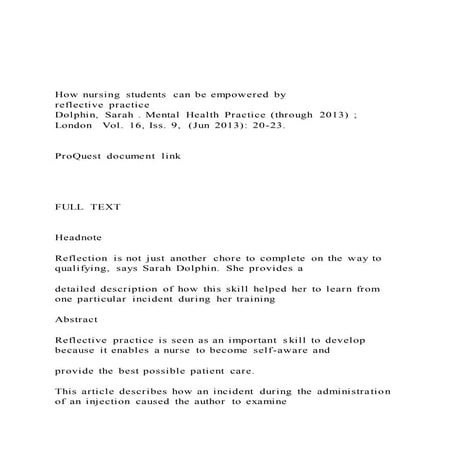 How nursing students can be empowered byreflective practic | DOCX