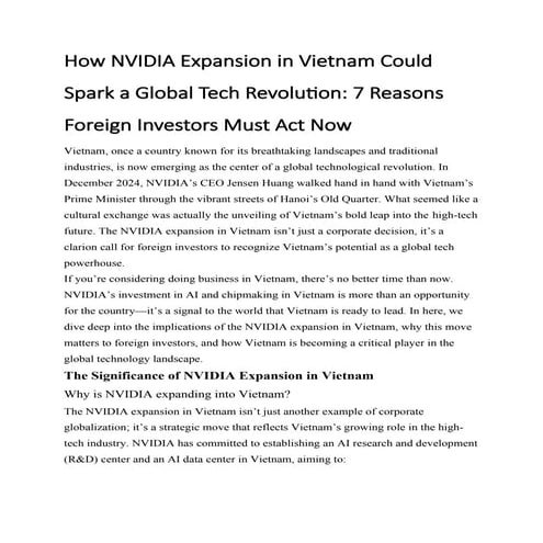 How NVIDIA Expansion in Vietnam Could Spark a Global Tech Revolution 7 ...