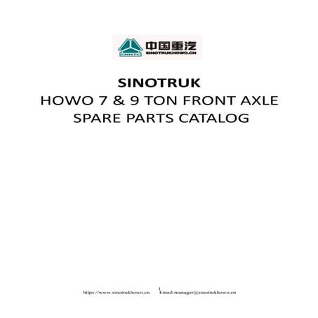 SINOTRUK HOWO 7 & 9 TON FRONT AXLE SPARE PARTS CATALOG | PDF