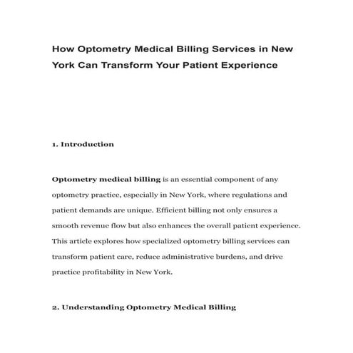 How Optometry Medical Billing Services in New York Can Transform Your ...