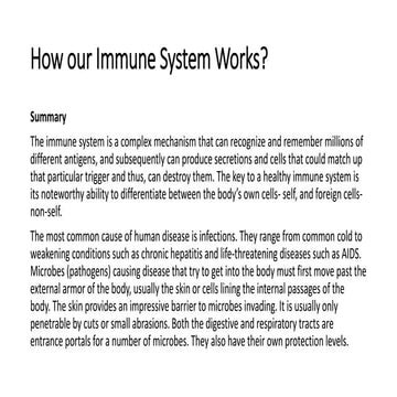How our immune system works | PPTX