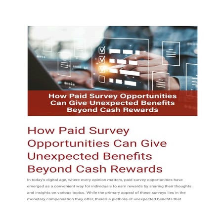 How Paid Survey Opportunities Can Give Unexpected Benefits Beyond Cash ...