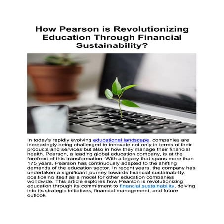 How Pearson is Revolutionizing Education Through Financial ...