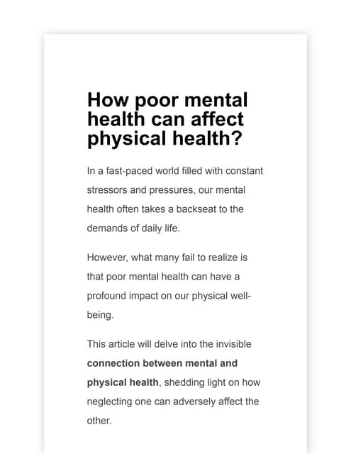PowerPoint mental health and physical health | PPTX